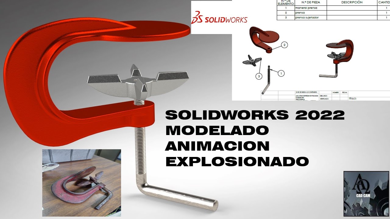 Como dibujar una Prensa C | Ensamble y EXPLOCIONADO | En Solidworks ...