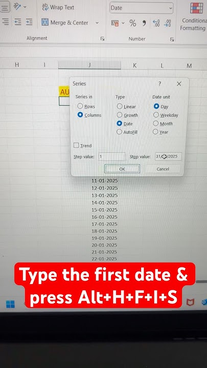 How to write date automatically in excel tips & tricks #shorts #shortsvideo #youtubeshorts # ...