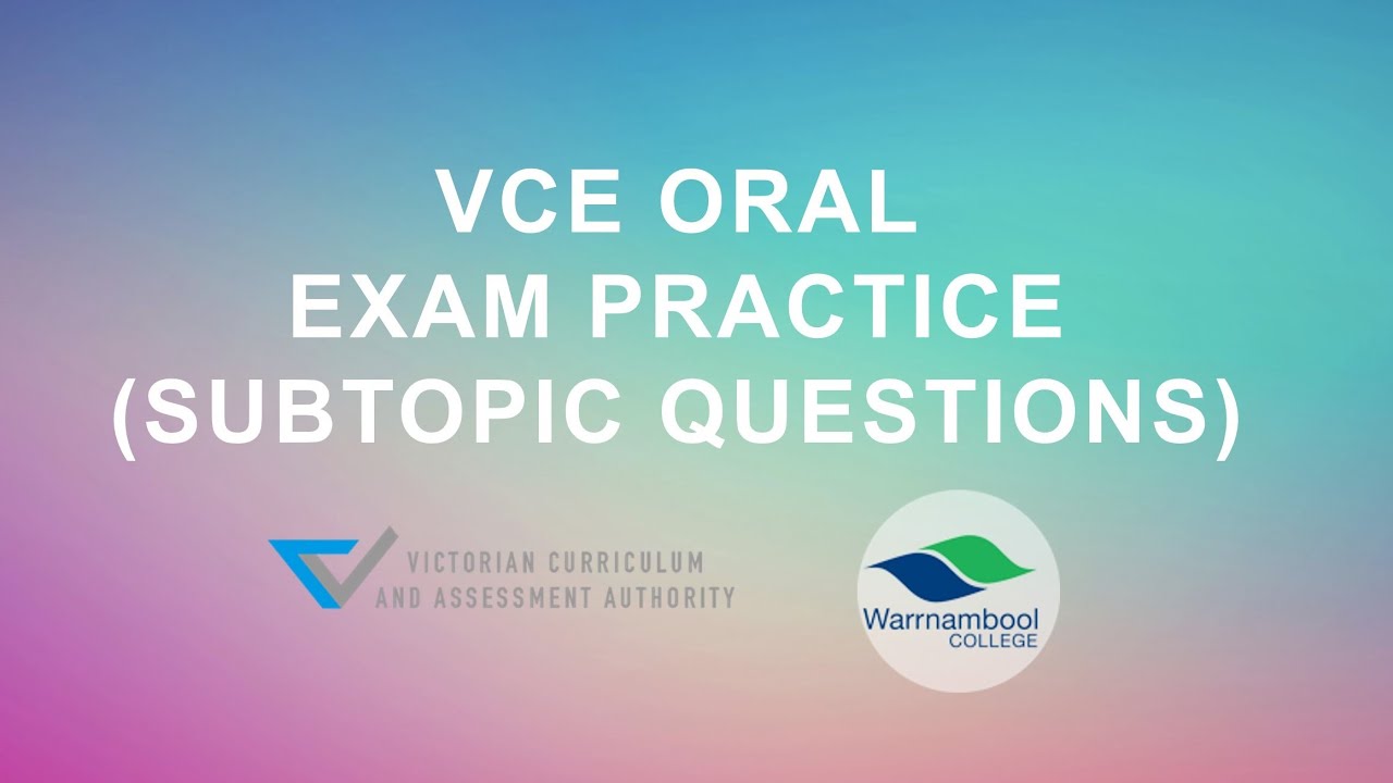 VCE Oral Exam Practice (Subtopic Questions) - YouTube