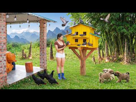 Building a Pigeon Coop from Scrap Wood, Harvesting Bamboo Shoots to Sell to Villagers