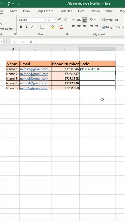 Add country code Excel tips #shorts - YouTube