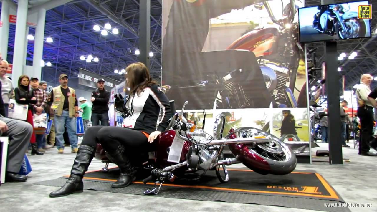 How to lift a fallen Motorcycle Demonstration at Harley Davidson Stand ...