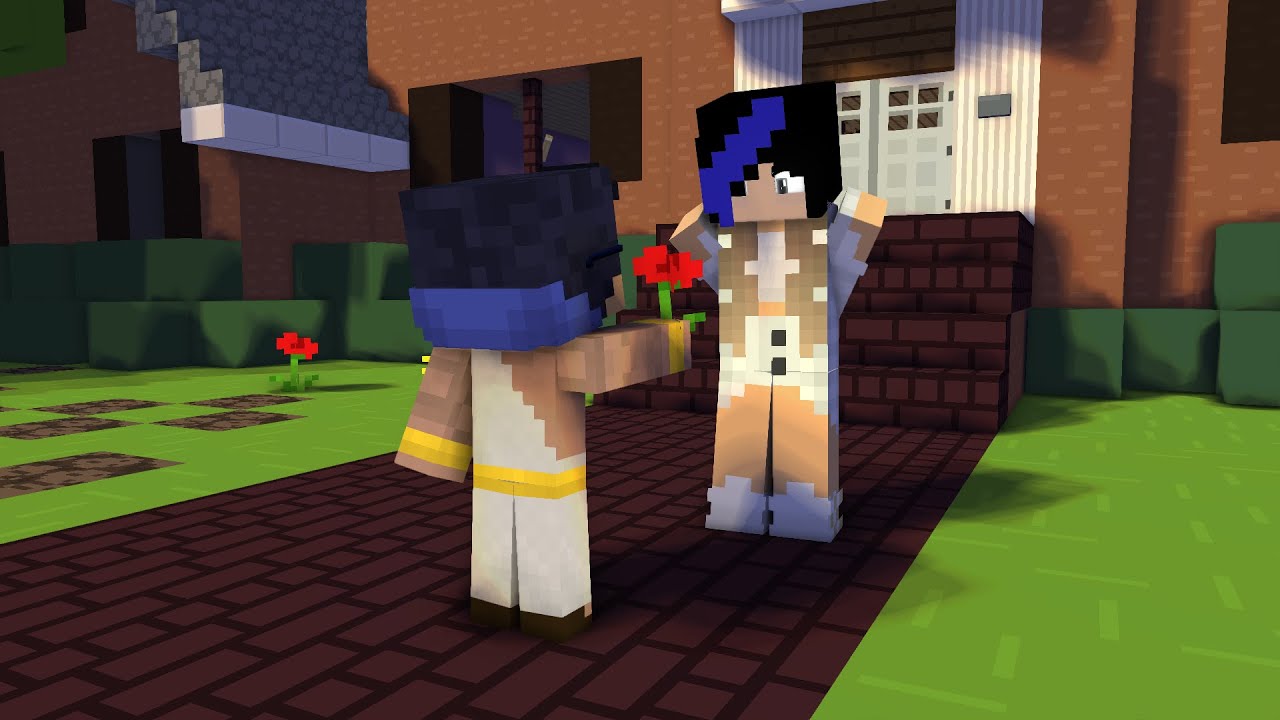cute ein give flower to ein gf couple goods | cute hug memes -funny minecraft animation - YouTube