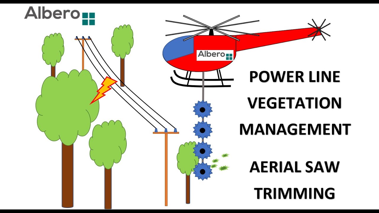 Management of vegetation around power lines [LiDAR & Aerial saw] - YouTube