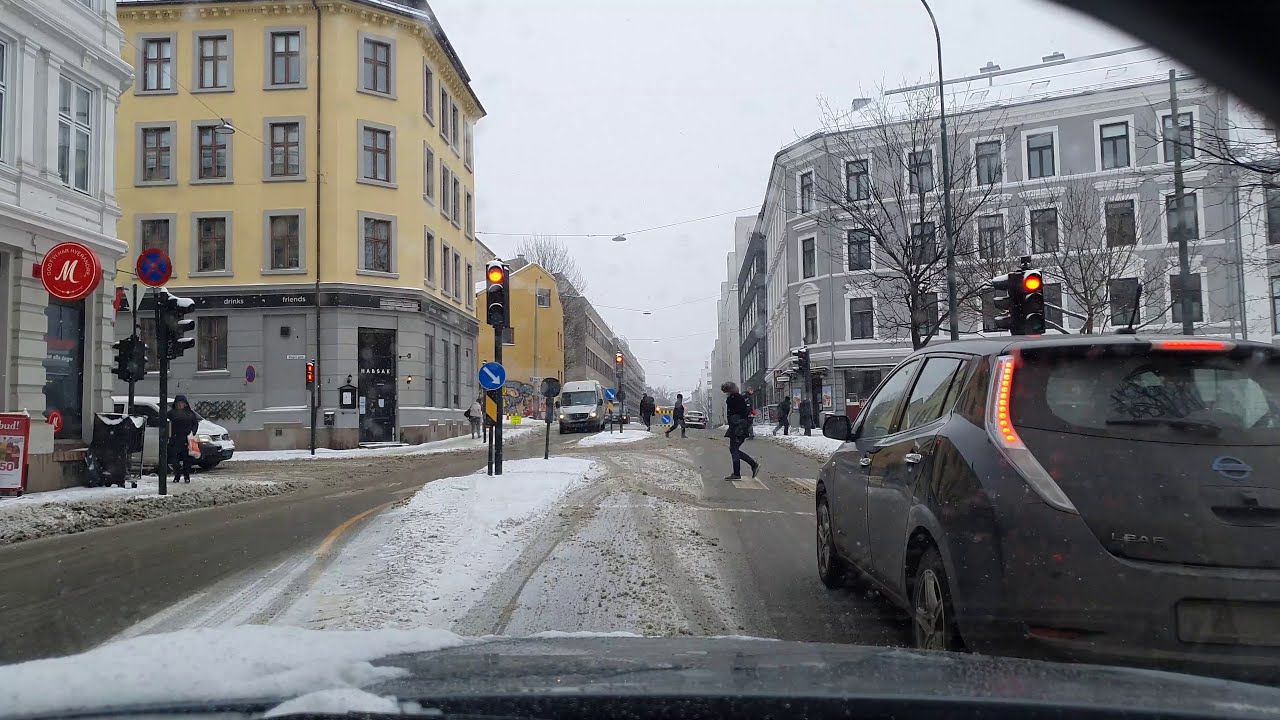 4K - Driving in Oslo during Snow Fall - YouTube