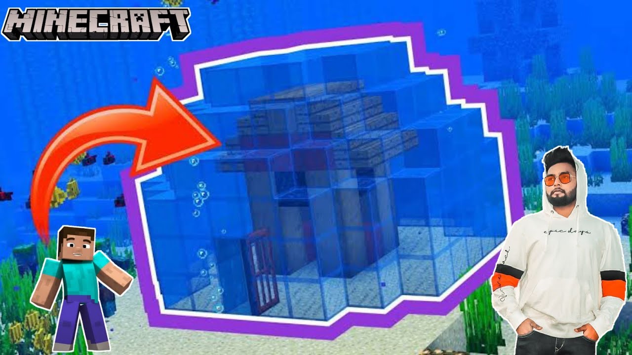 MAKING SECRET UNDERWATER GLASS HOUSE IN MINECRAFT SURVIVAL || BB IS ...