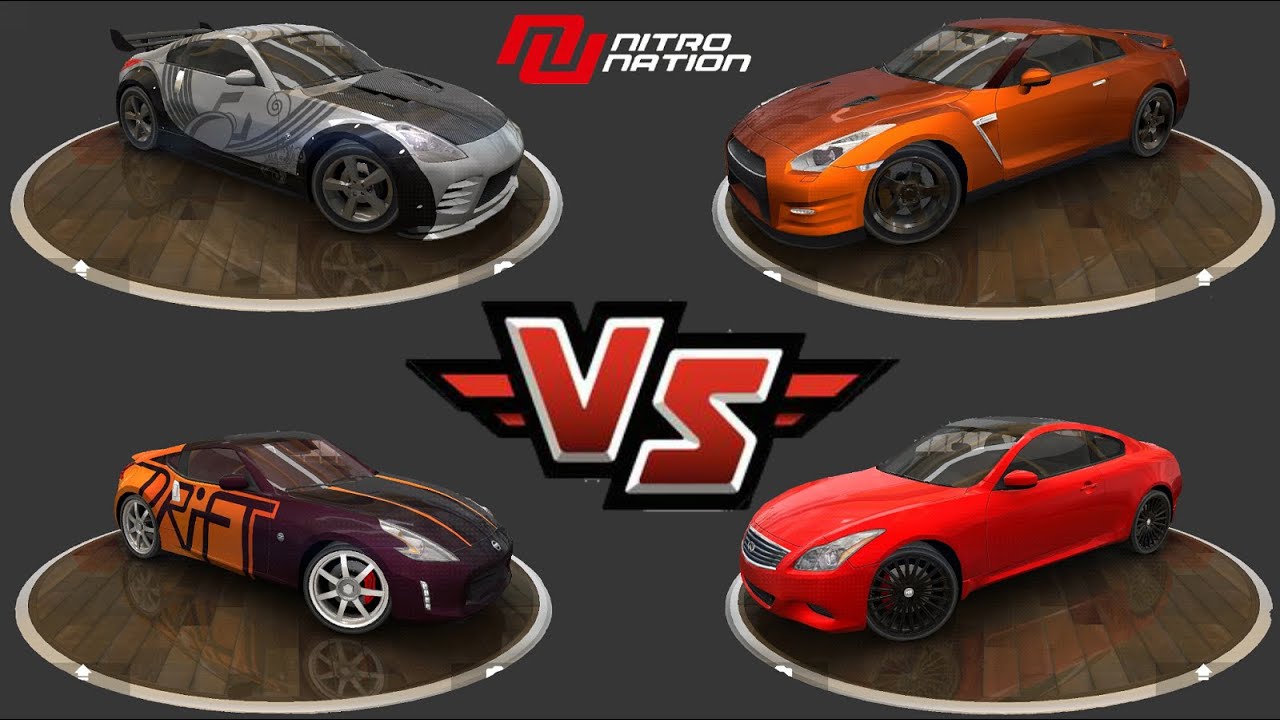350Z vs. R35 GT-R vs. 370Z vs. G37 (Drift Battle 2) / Nitro Nation #59 ...