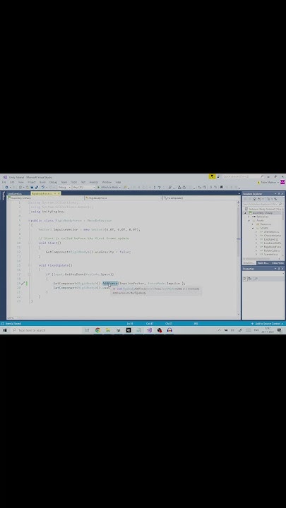 Unity 3d Learn To Use The Addforce Function To Move A Physics Rigidbody Object Using C