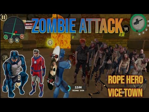 DANGEROUS ZOMBIE WAVES | ROPE HERO VICE TOWN GAMEPLAY - YouTube