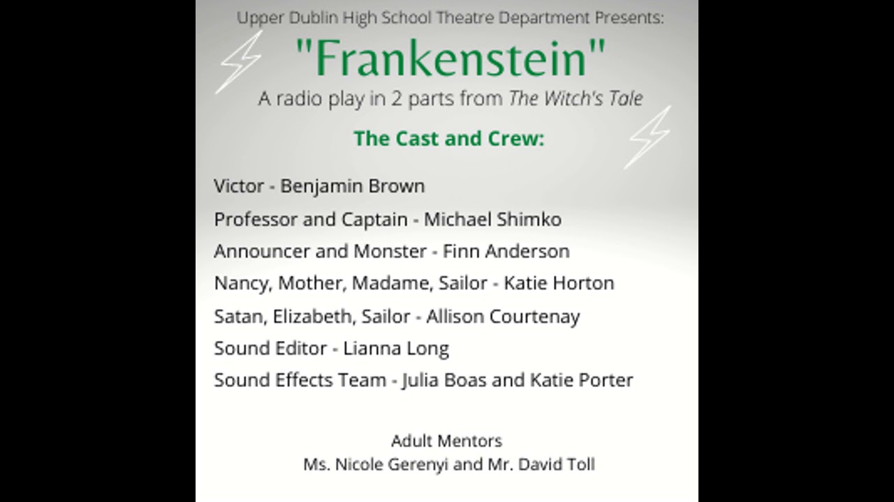 Upper Dublin Theatre Department Radio play "Frankenstein": Part I - YouTube