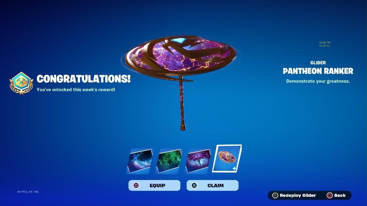 Unlocking Fortnite Pantheon Ranker Glider and C5S2 Ranked cup rewards ...