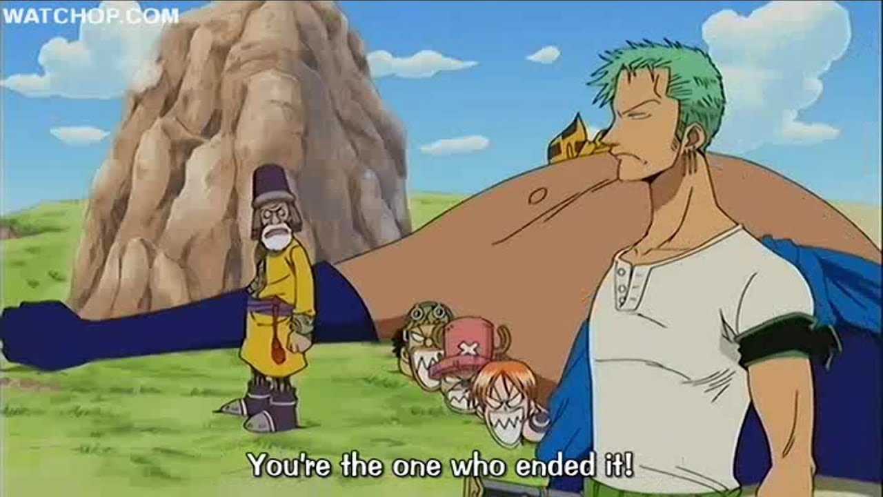One Piece funny scene - Zoro screws up the Davy Back fight - YouTube