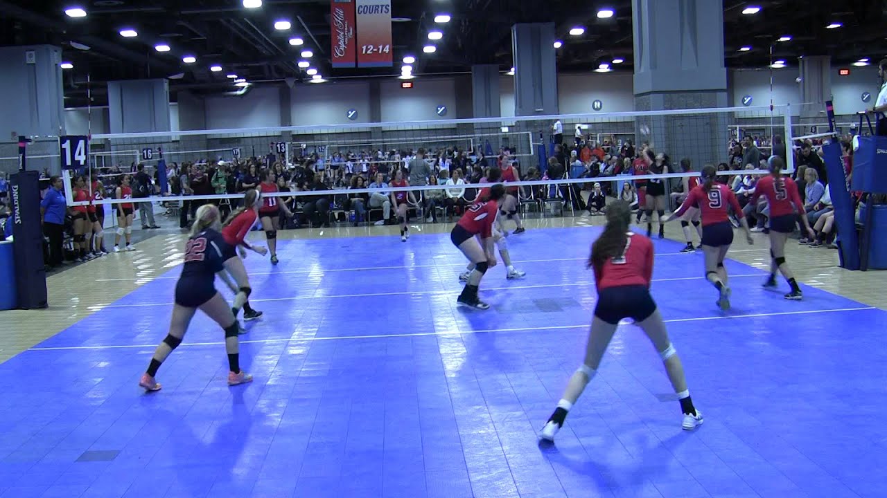 Maddie French Volleyball attacking and defense early in RVC 17 National ...