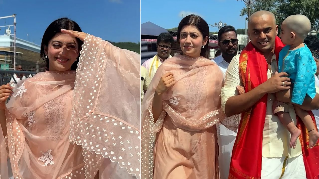 Pranitha Subhash With Her Husband Visuals @ Tirumala | Manastars - YouTube