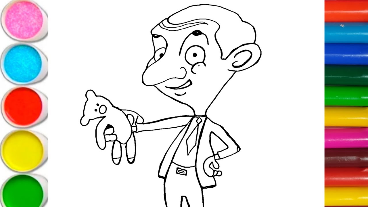 Mr. Bean Drawing and colouring for kids | How to draw Mr. Bean easy ...