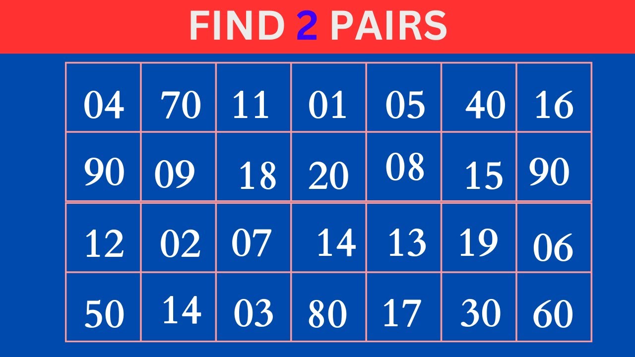 Number Search, Find 2 Pairs, "Unbelievable! " Brain Teasers Ahead! Test ...