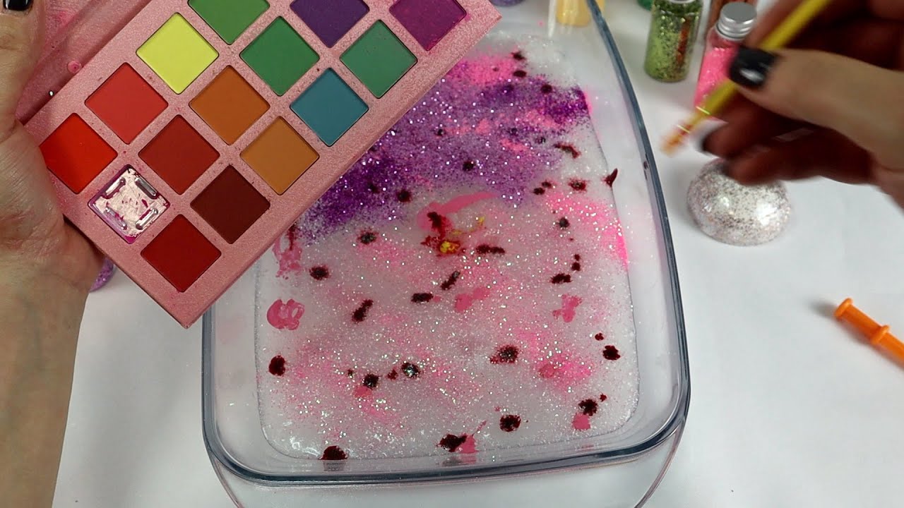 Makeup vs glitter Mixing Makeup Eyeshadow Into Slime! Special ...