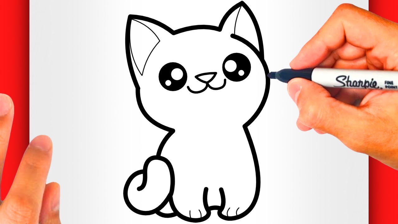 HOW TO DRAW A CAT (EASY) - Cute Cat Drawing (EASY) - YouTube
