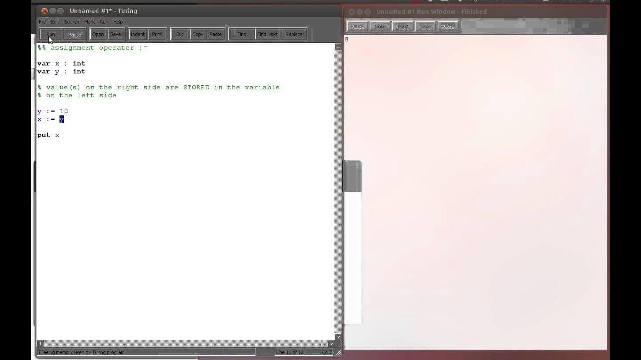 Programming in Turing - Variables - Assignment Operator - YouTube