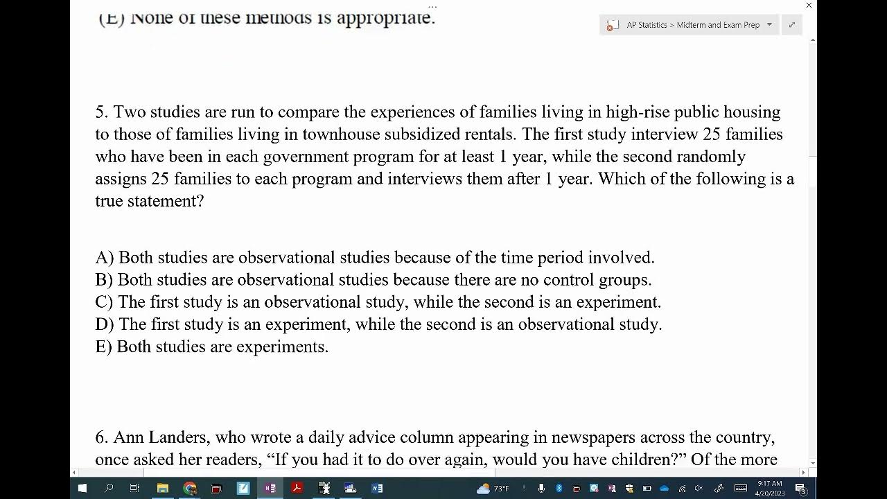 AP Statistics Exam Review - Unit 3 Part 1 (#1-7) - YouTube