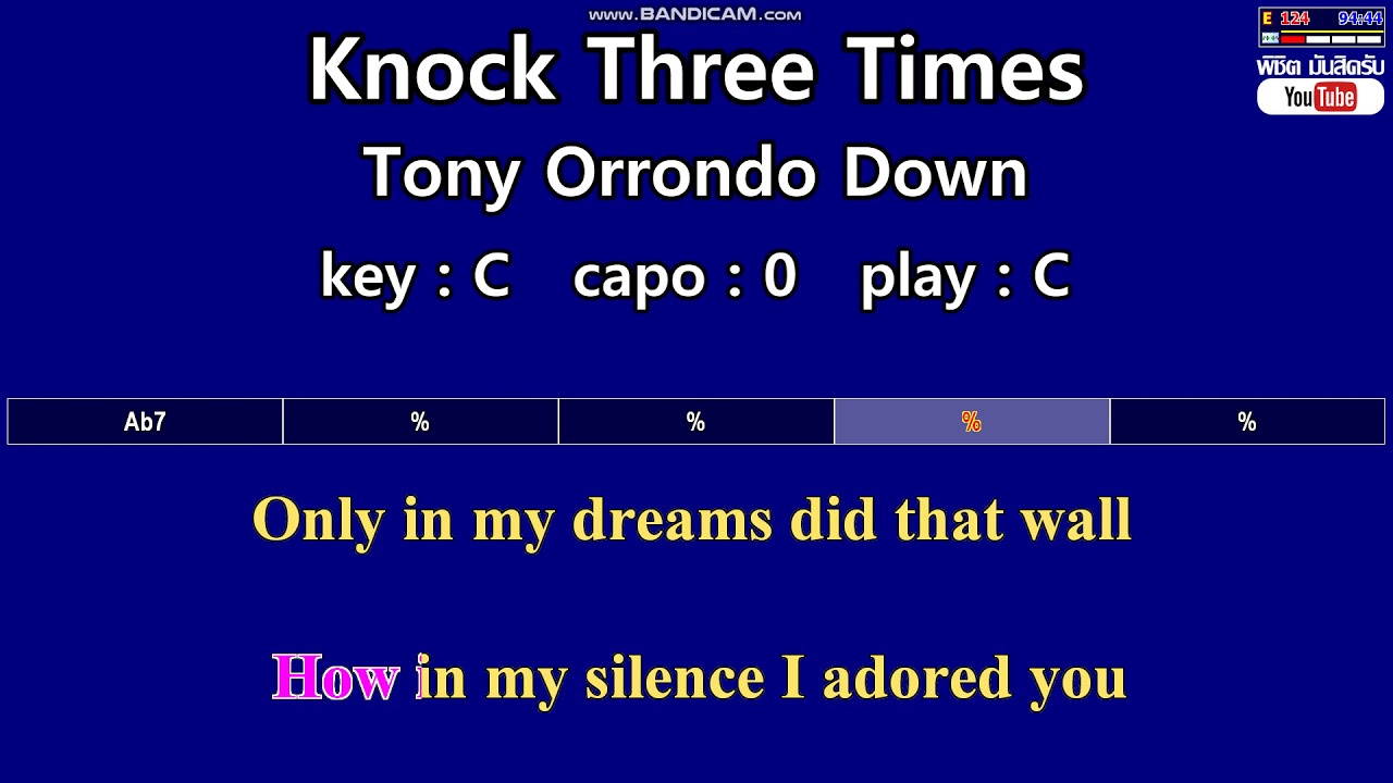 Knock Three Times - Tony Orrondo Down (Karaoke & Easy Guitar Chords ...