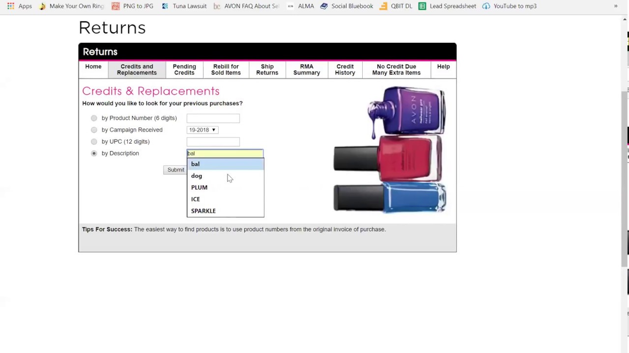 AVON Returns Using 2.0 - YouTube