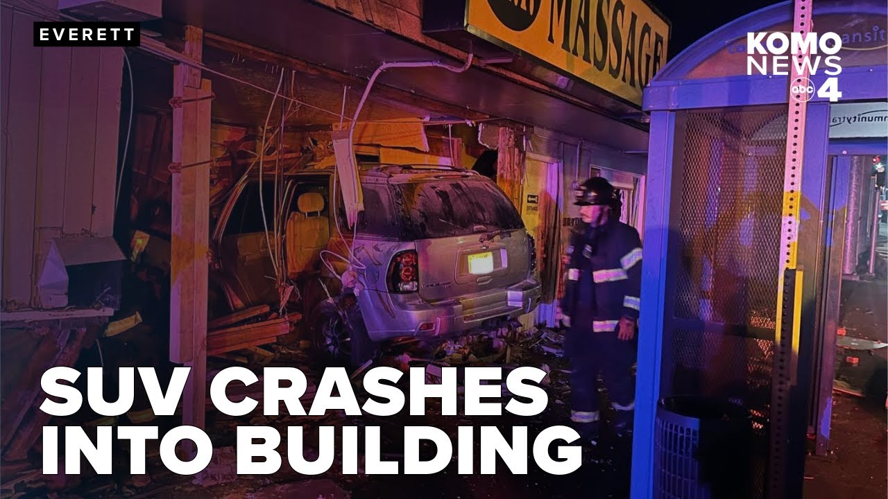 2 evacuated after SUV crashes into Everett building - YouTube
