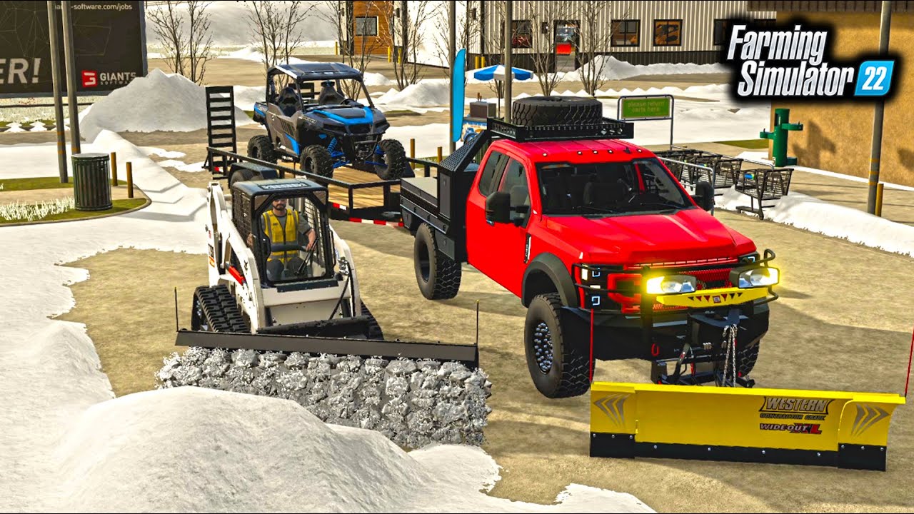 FS22: MASSIVE BLIZZARD! SNOWPLOWING WITH NEW TRUCKS + SKID STEER ...