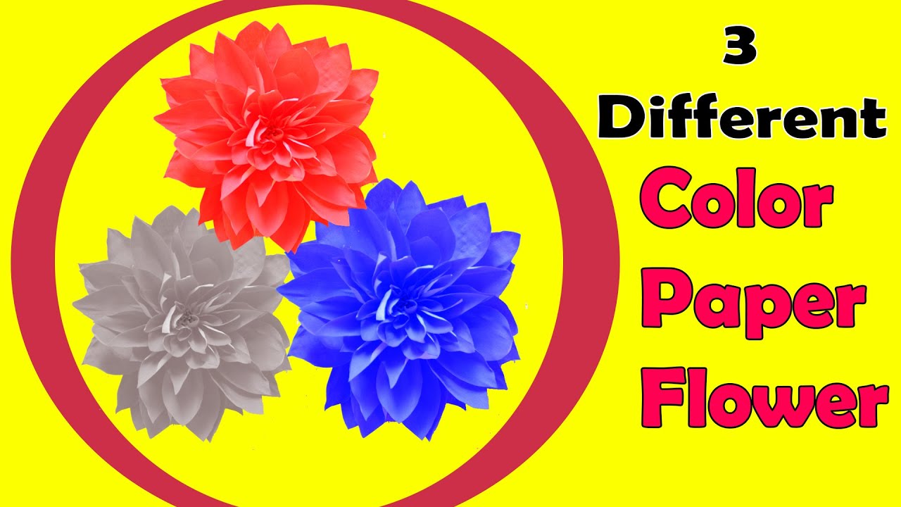 3 Easy Different Color Types Paper Flowers Making | DIY Craft ...