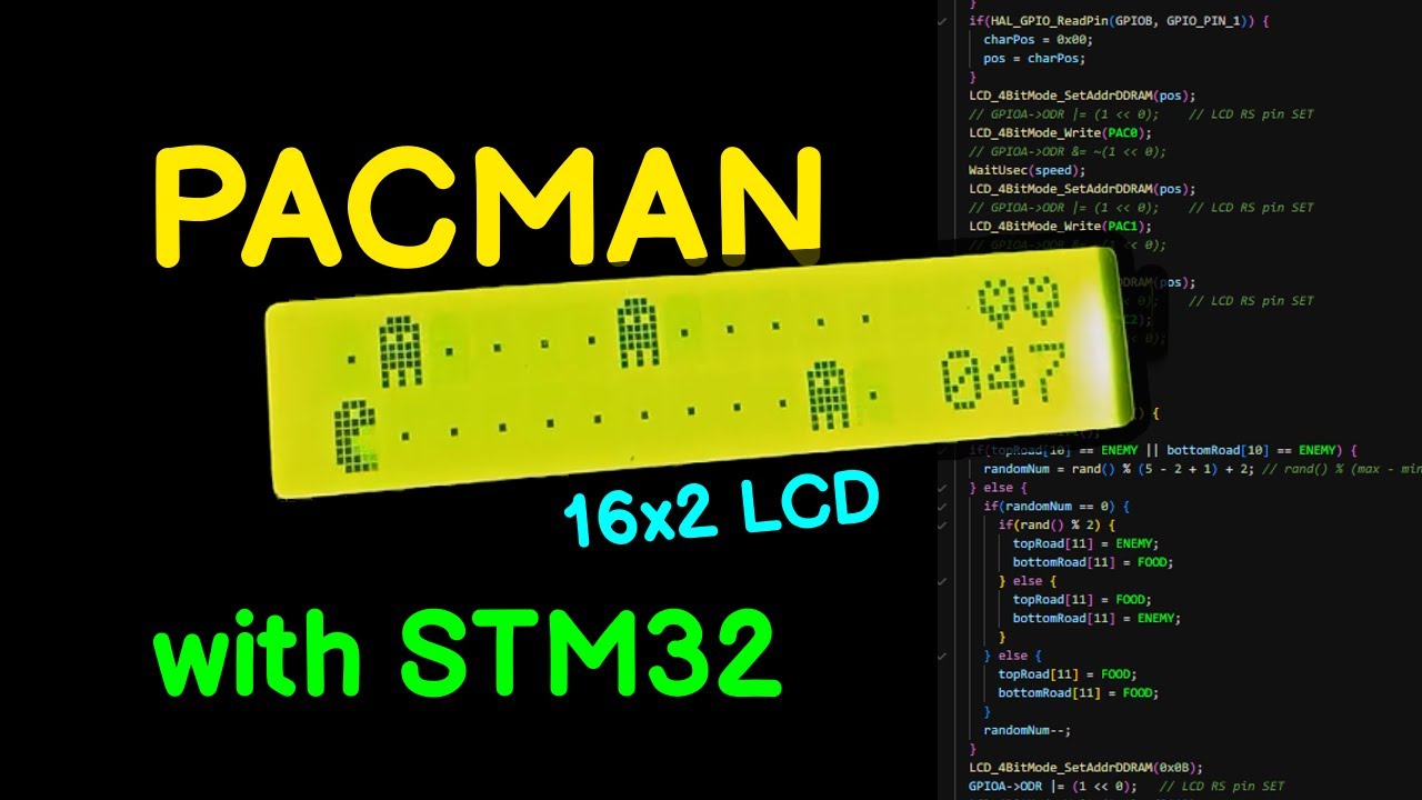 Pacman Game with STM32 on 16x2 LCD Display - YouTube
