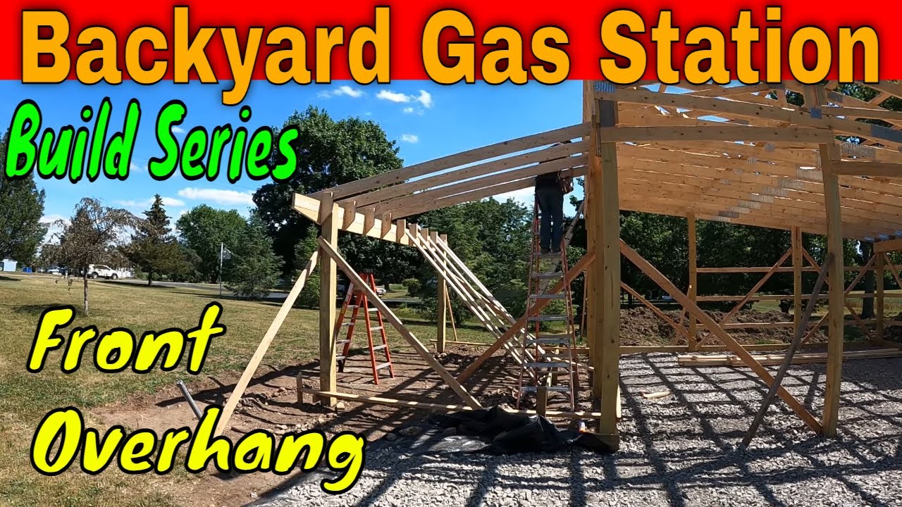 Backyard Gas Station Build: Adding the Pump Island Overhang - YouTube