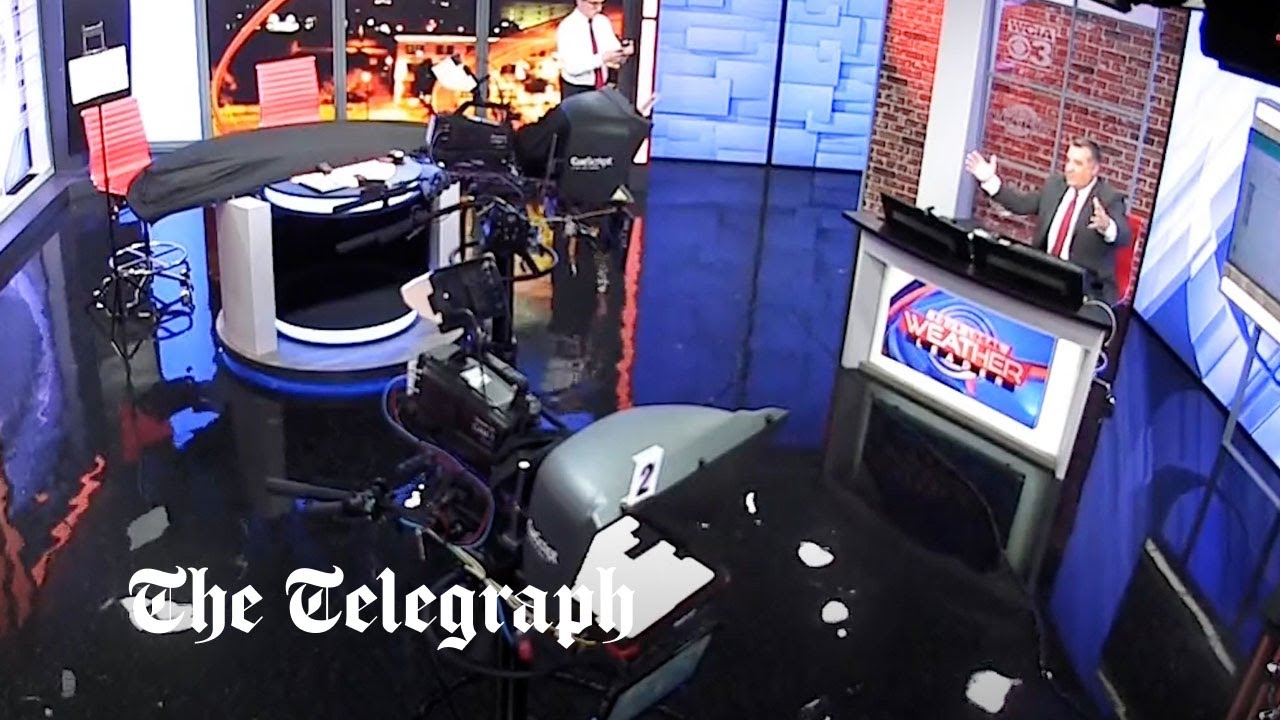 US TV channel remains on air despite studio flooding after severe ...