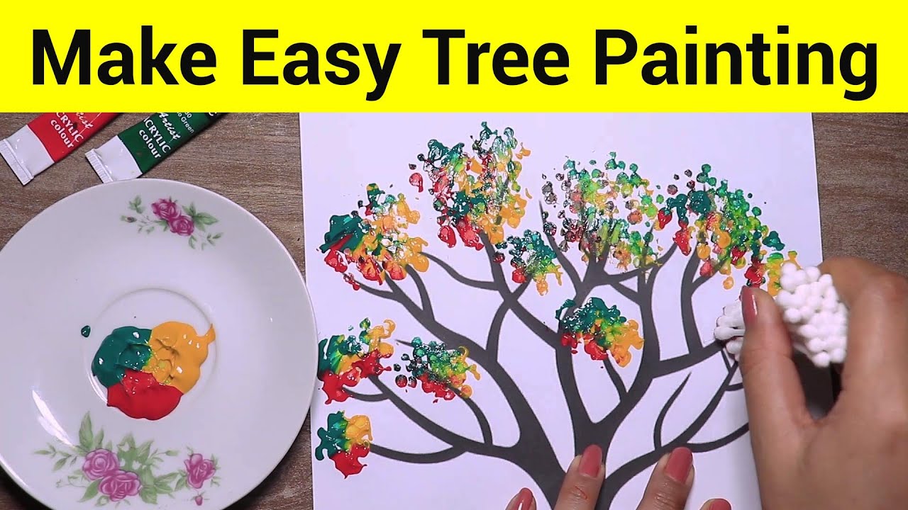 How To make Easy Tree Painting | Simple Art Techniques Everyone Can Do ...