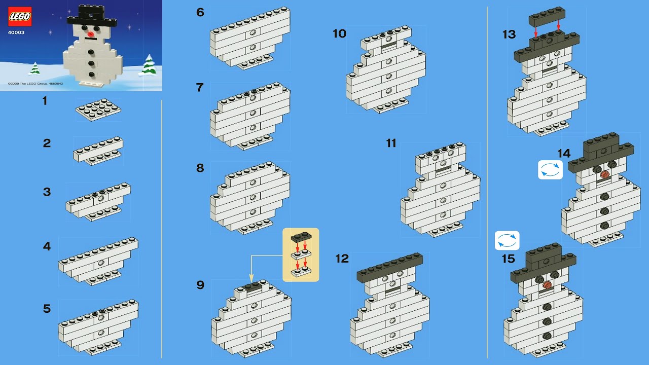 LEGO instructions - Seasonal - 40003 - Snowman - YouTube