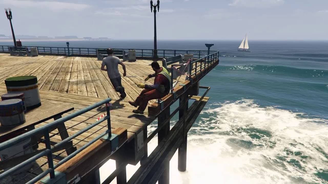 GTA 5 - Pushing People Off Ledge [Awesome Angles Slow motion FAIL ...