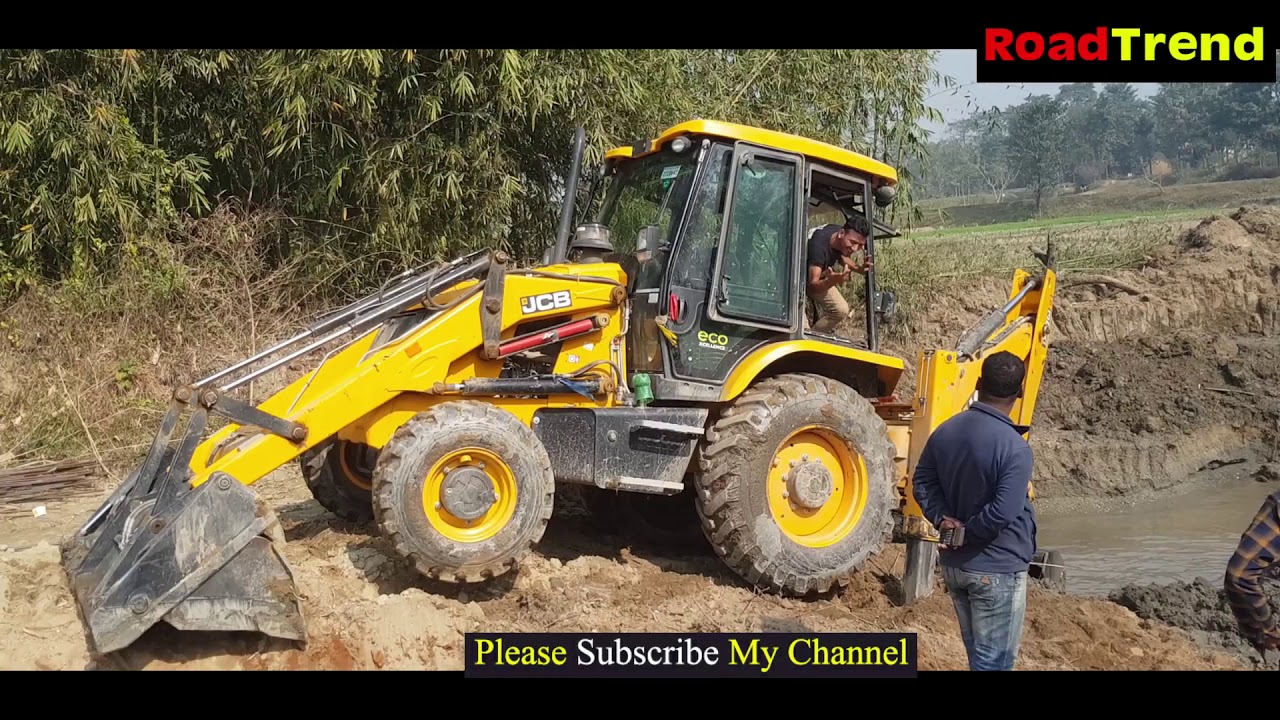 JCB WORKING IRAN BRIDGE- DIFFICULT WORK IN JCB. AMAZING JCB OPERATOR ...