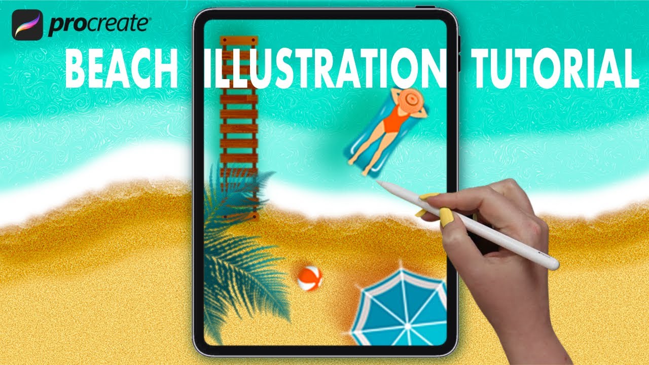 Easy Beach Drawing in Procreate / In-Depth iPad Painting Tutorial - YouTube