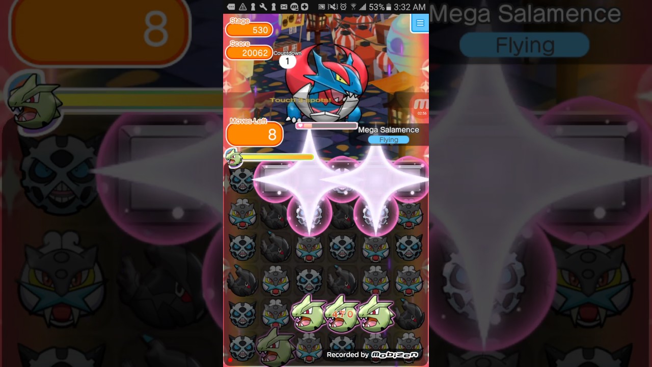 Pokemon Shuffle Stage 530 Mega Salamence + Demo - YouTube
