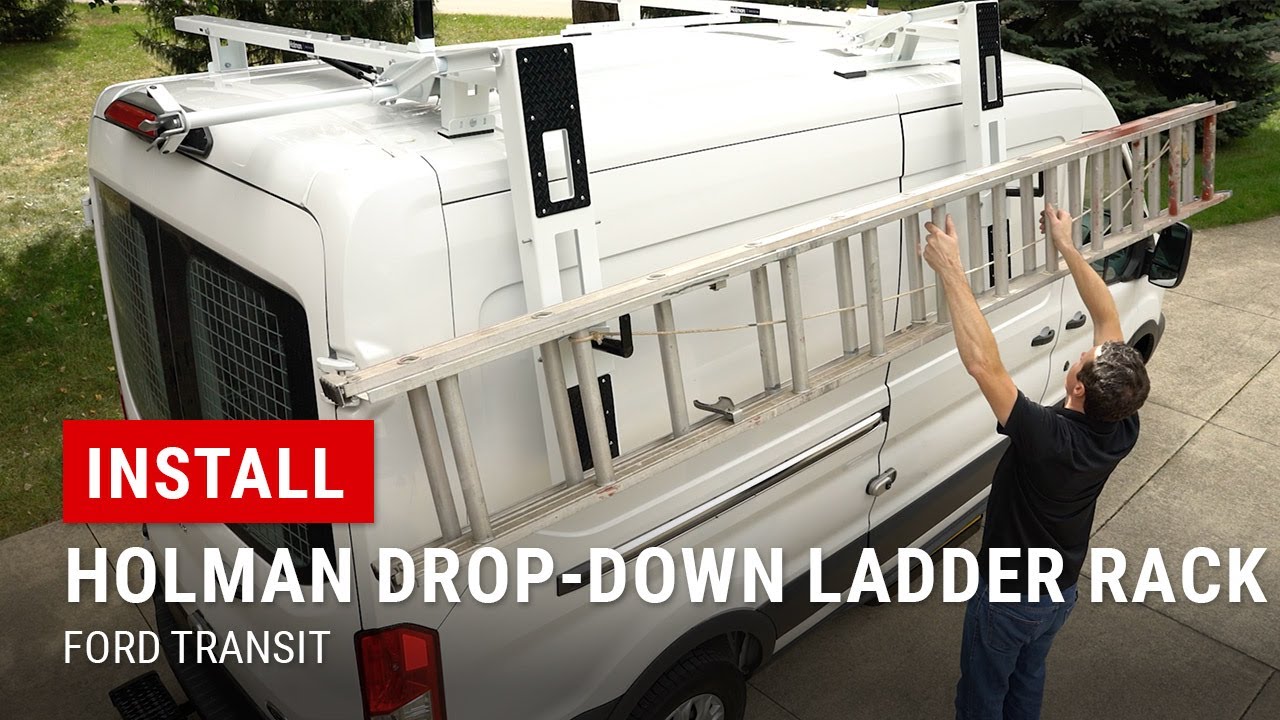 Installing Holman Drop-Down Ladder Rack on Ford Transit - YouTube