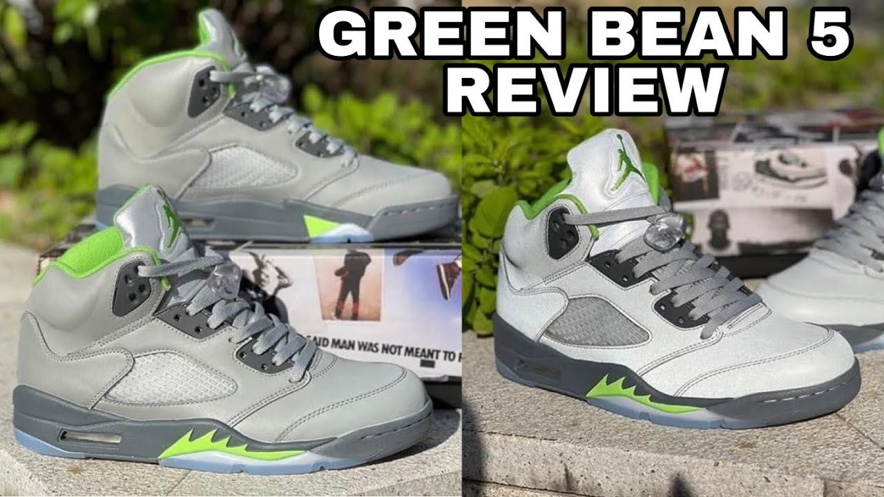 Air Jordan 5 Green Bean 2022 Retro Sneaker On Feet with sizing - THEY ...