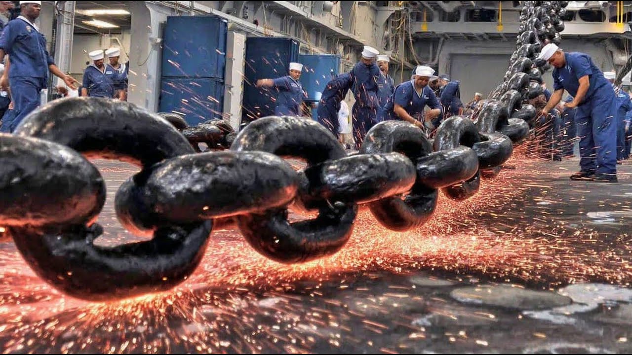 How US Navy Drops Massive Anchor Chain to Stop a Moving Aircraft ...