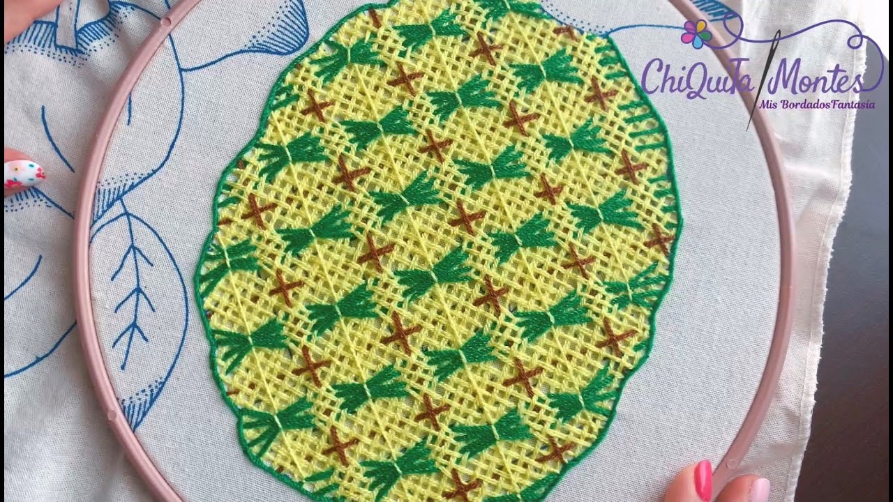Bordado Fantasía Piña 12 / Hand Embroidery Pineapple 🍍 with Fantasy ...