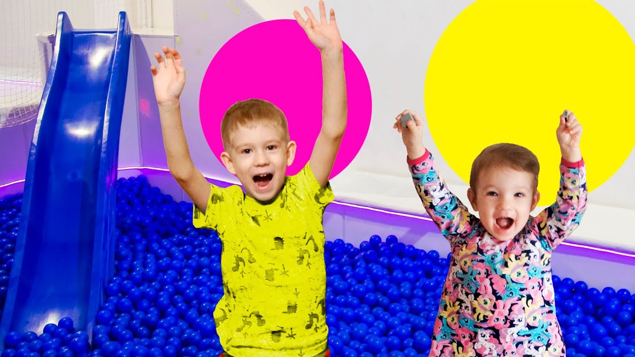 Ball Pit Show. Kids Play in the POOL with a lot of BALLS and slide ...
