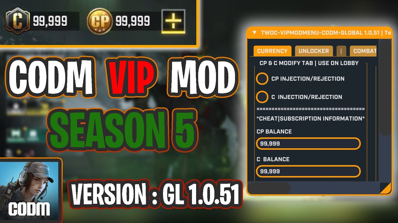 CODM SEASON 5 VIPMODMENU 100% SAFE BYPASS - GLOBAL 1.0.51 - FEATURES ...