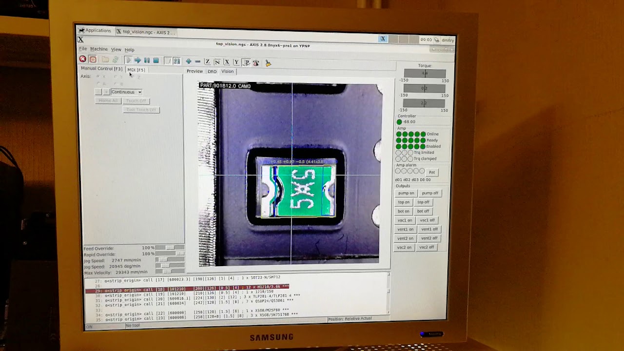 LinuxCNC PnP - top vision - YouTube