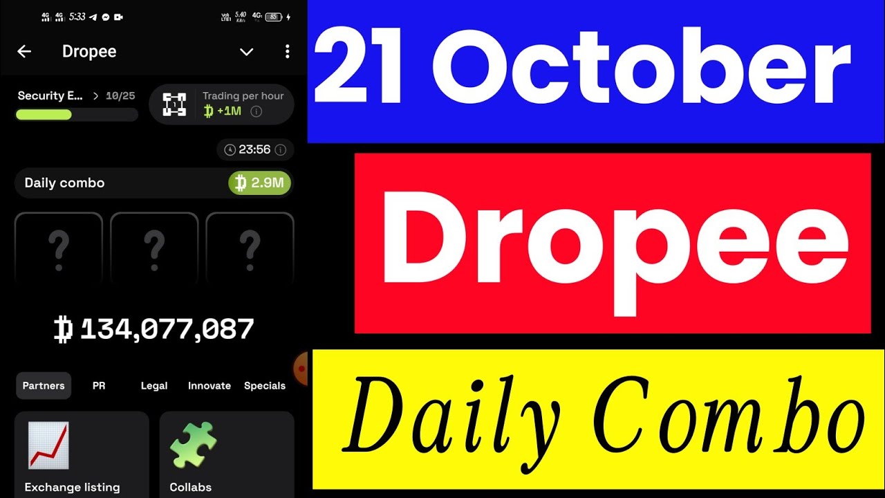 dropee daily combo 20/21 october | today combo dropee | dropee combo ...