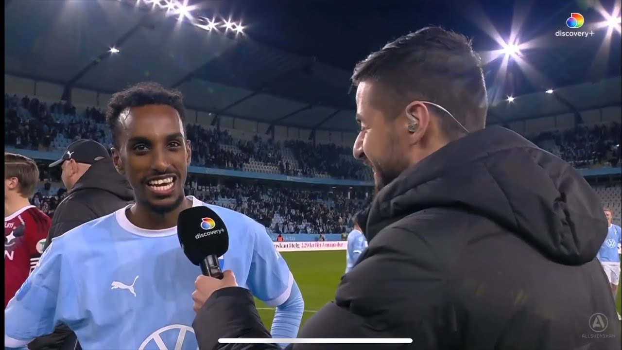 Taha Ali efter har gjort sitt första mål för Malmö FF - YouTube