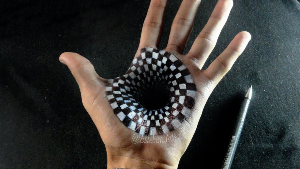 INCREIBLE!! Ilusión Óptica sobre mi mano | Hoyo/Agujero 3D | Speed ...