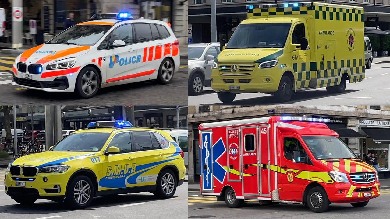 [COMPILATION] Emergency vehicles responding in Geneva - YouTube