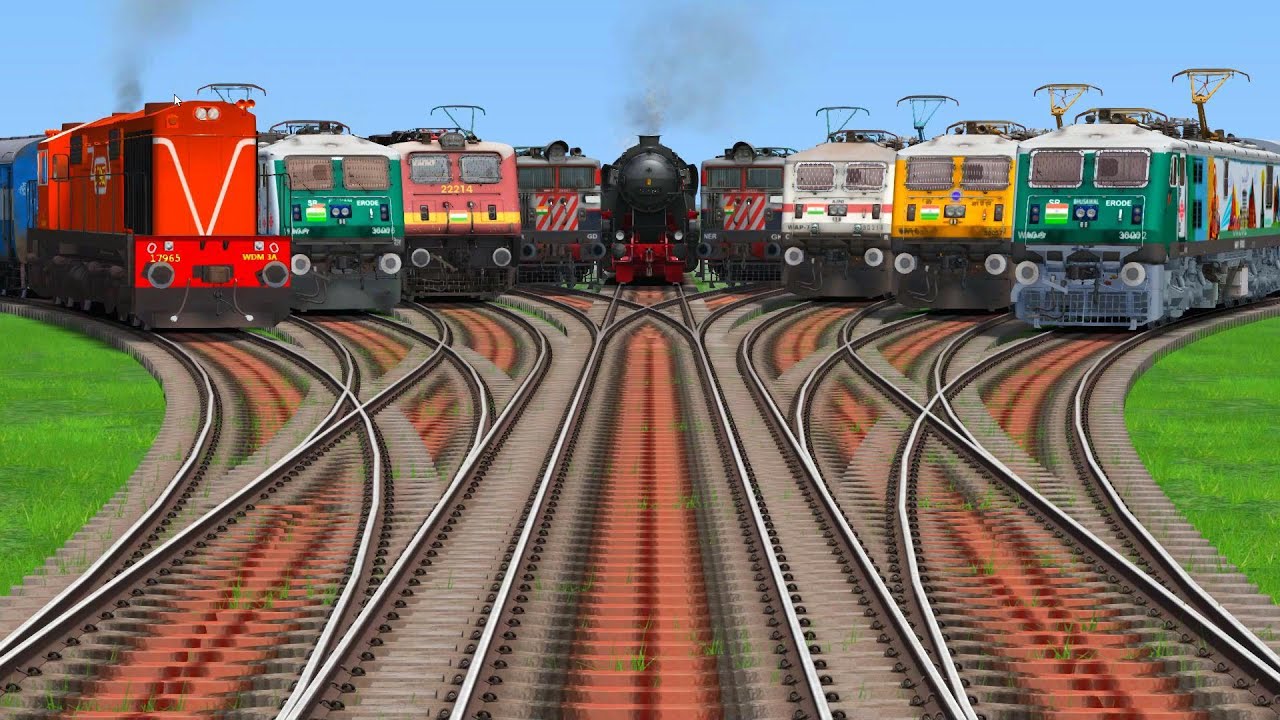 E009 Express&Passenger Trains Run By Bumpy Grandient Tracks | 3D ...